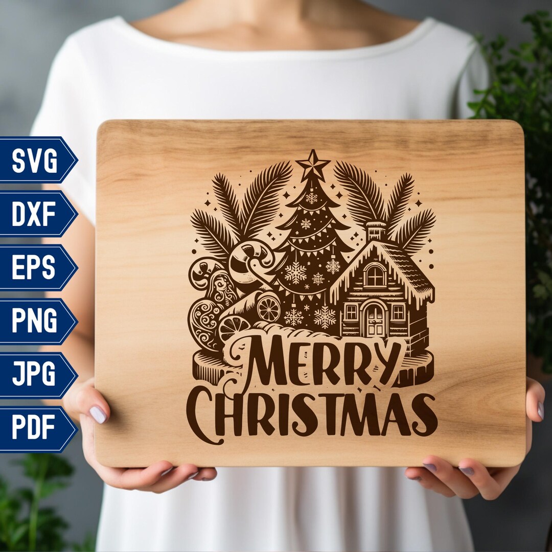 Charcuterie Board SVG, Christmas Cutting Board Png, Christmas Scene Svg ...