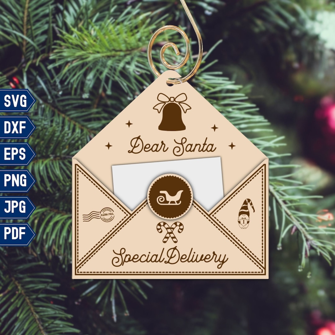 3D Letter to Santa Ornament Svg Dxf Dear Santa Message Mail Wishlist ...