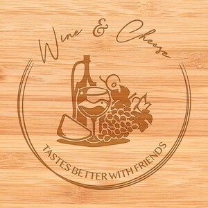 Wine and Cheese Charcuterie Svg File, Cutting Board Svg, Grazing Board Svg, Cheese Board, Laser ...