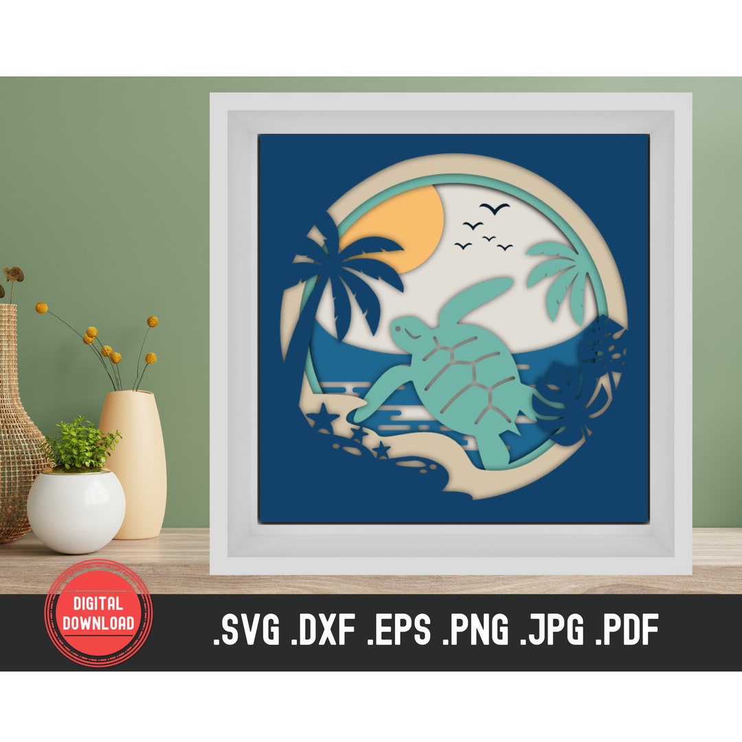 Sea Turtle Layered Shadow Box SVG 3D Paper Cut Art Perfect for Cricut ...
