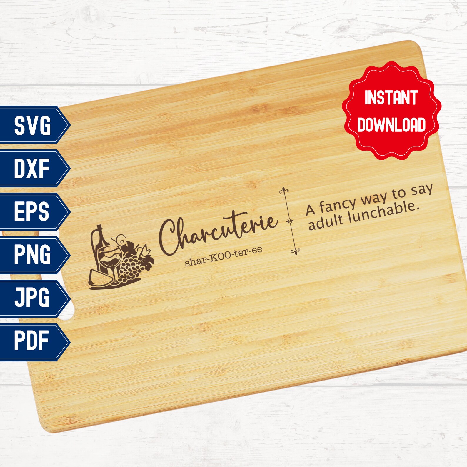 Charcuterie Board SVG File, Adult Lunchable, Wine and Cheese, Funny Chopping Serving Board ...