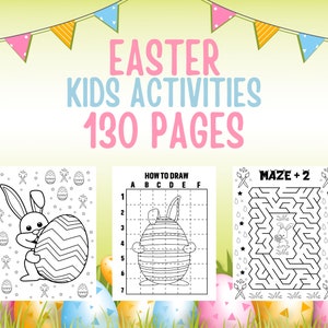 Full Easter Activity Book for Kids 130 Pages Coloring - Etsy