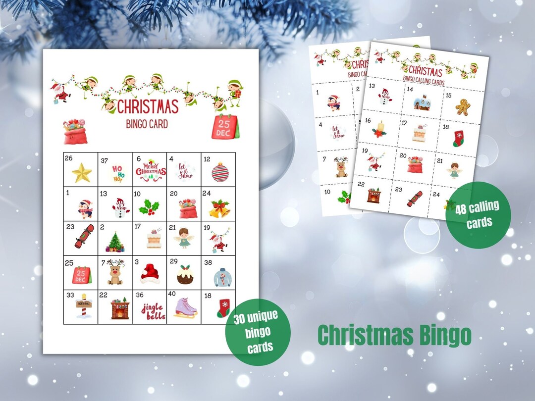 Christmas BINGO, 30 Unique Bingo Cards, Christmas Party, Family Fun ...