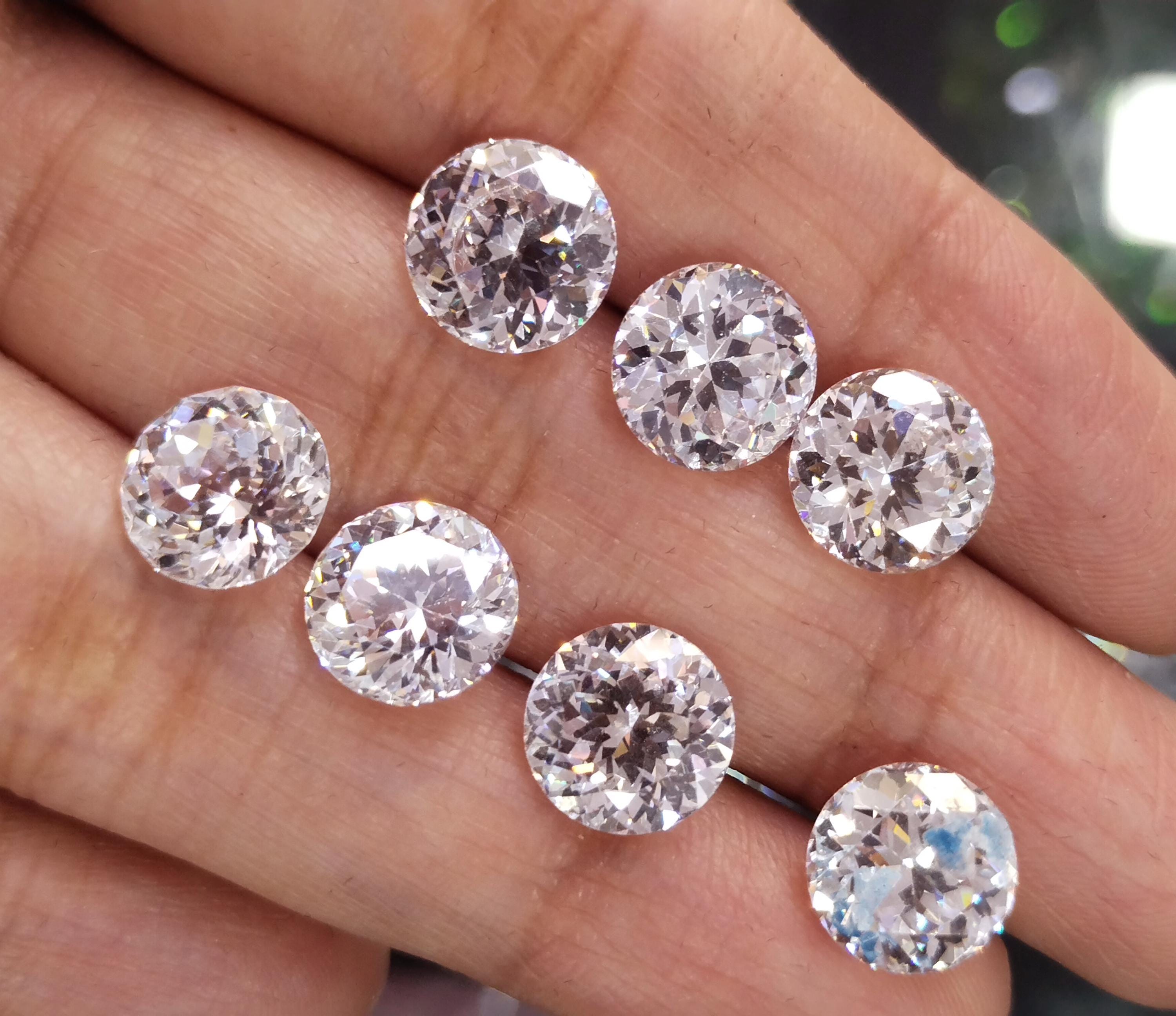 White Zircon Moissanite Simulated Diamond Faceted Round Loose ...