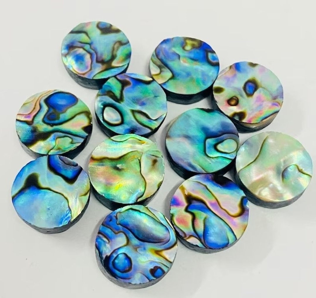 Natural Abalone Shell Coin Both Side Flat Round Shape Gemstone Discs 4 ...