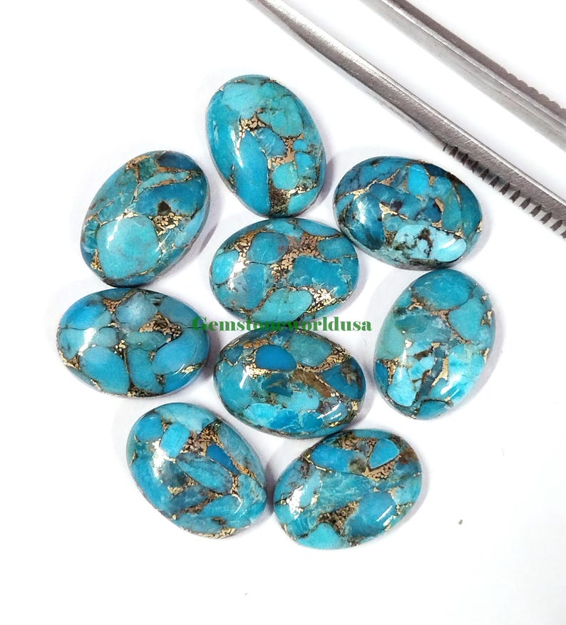 Natural Mohave Blue Copper Turquoise Oval Calibrated Jewelry Cabochons ...