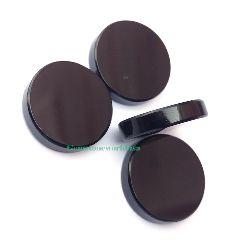 Natural Black Onyx Round Coin/discs Both Side Flat Loose Gemstone ...