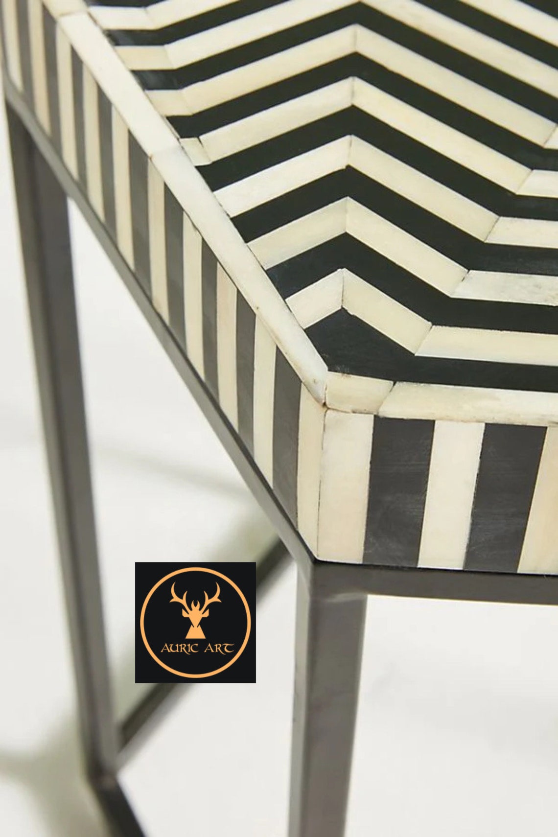 Bone Inlay Hexagonal Stripe Pattern Side Table / End Table / Coffee ...