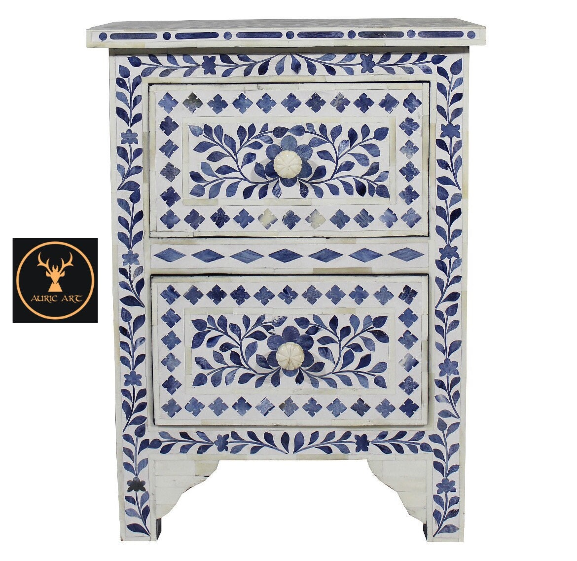 Bone Inlay Two Drawer Bedside Table / Side Table / Night Stand - Etsy