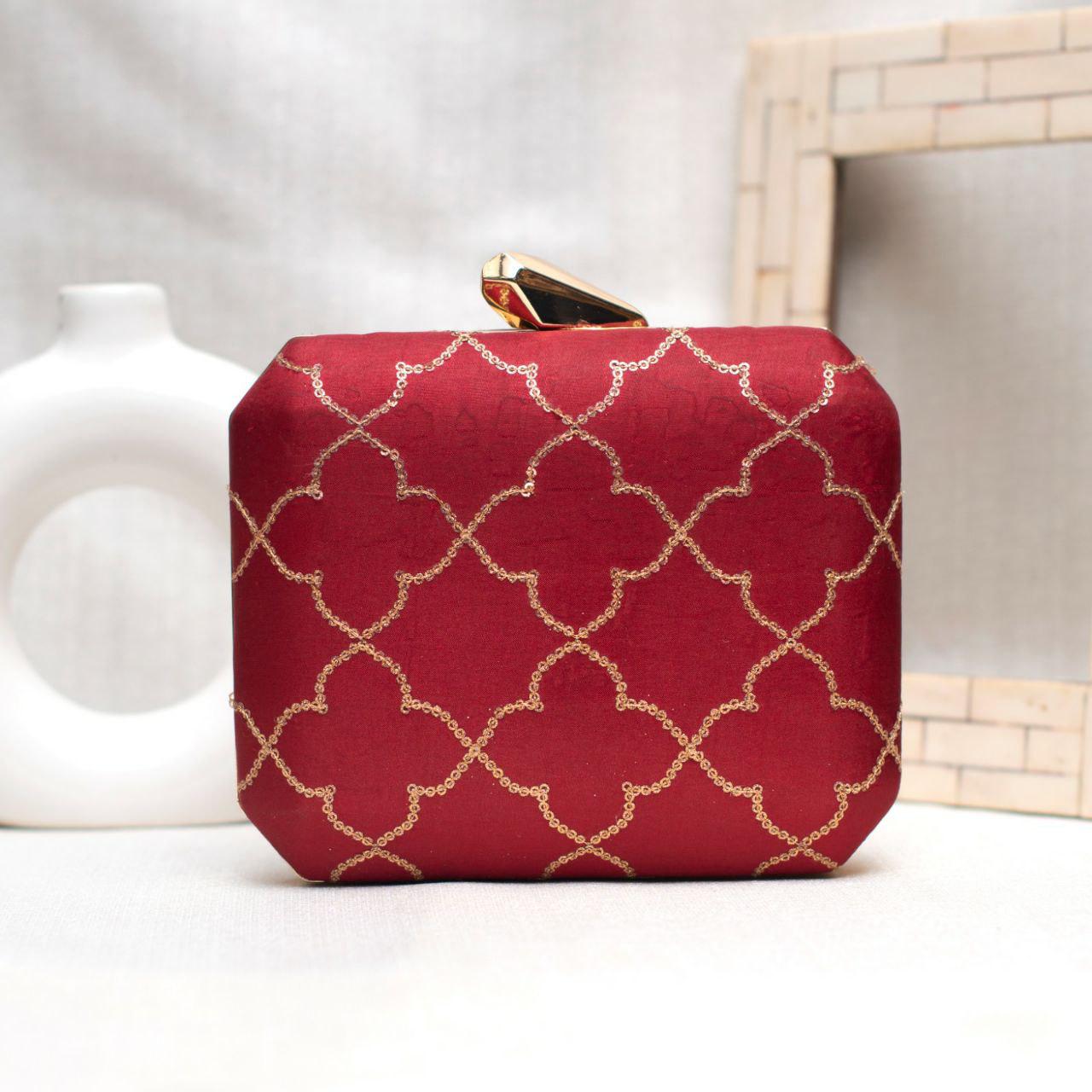 Elegant Purple & Gold Box Clutch With Chain Strap - Etsy