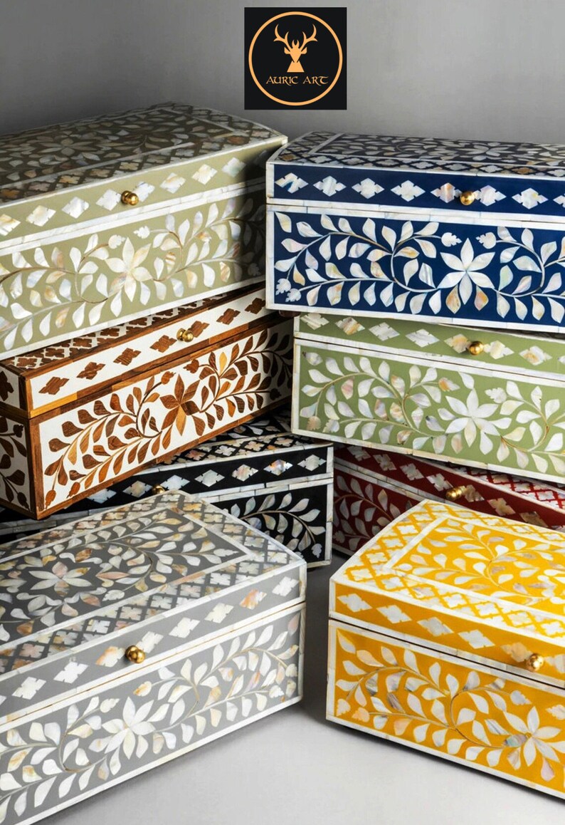 Mother of Pearl Red Jewelry Chest Box - Etsy