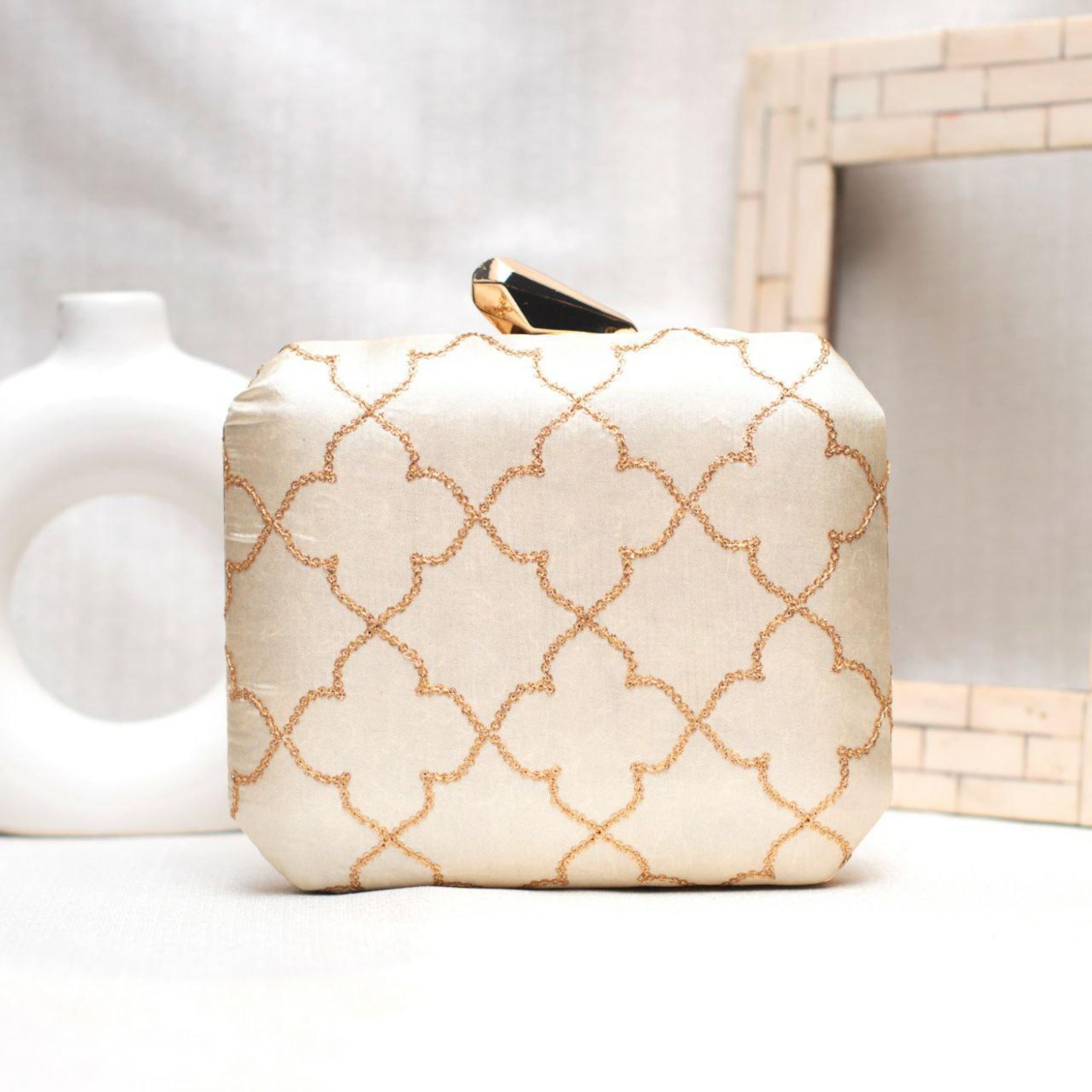 Elegant Purple & Gold Box Clutch With Chain Strap - Etsy