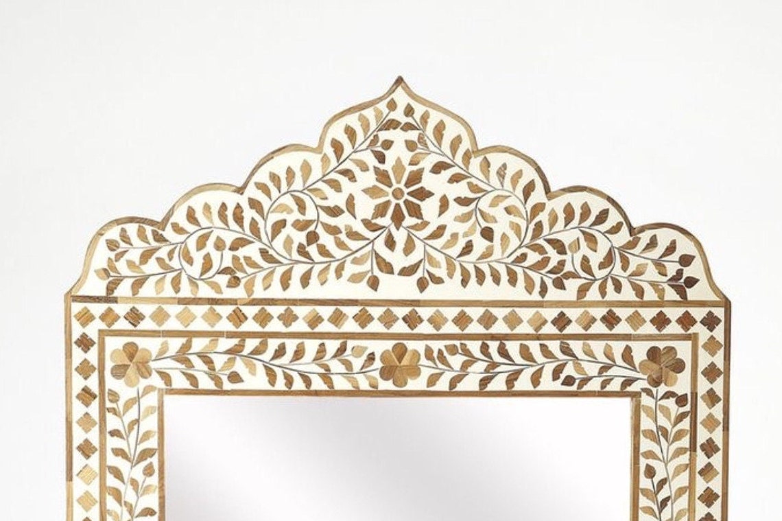 Vintage Handmade Teak Wood Inlay Mirror Frame Mehrab Pattern - Etsy