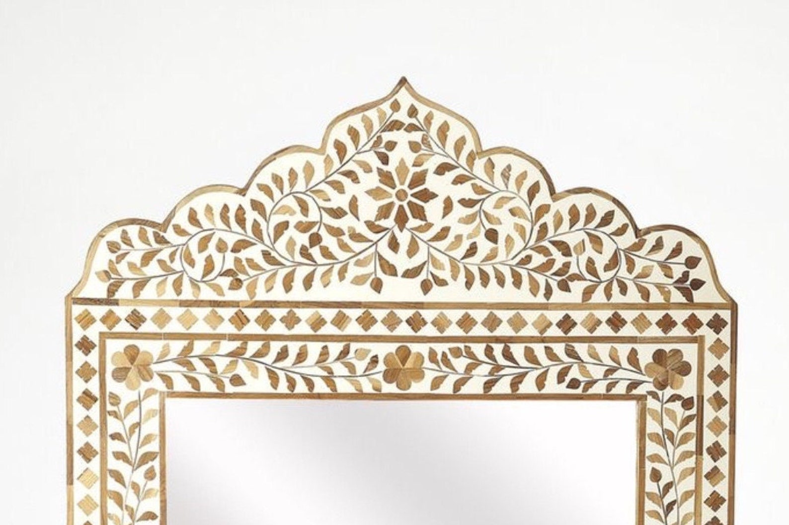 Vintage Handmade Teak Wood Inlay Mirror Frame Mehrab Pattern - Etsy