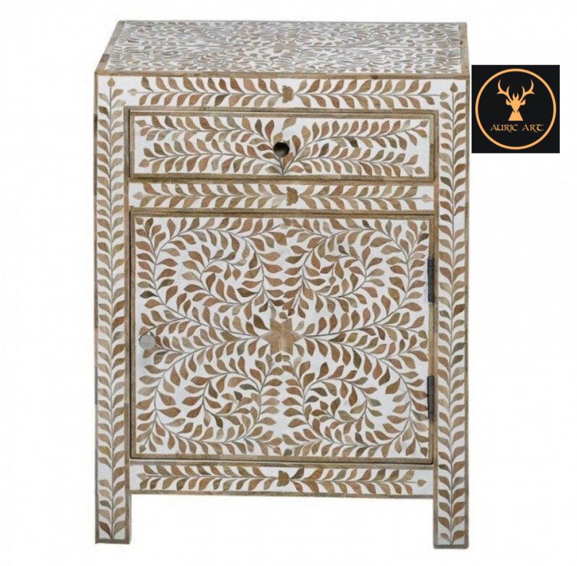 Bone Inlay Floral Pattern Bedside and Nightstand - Etsy