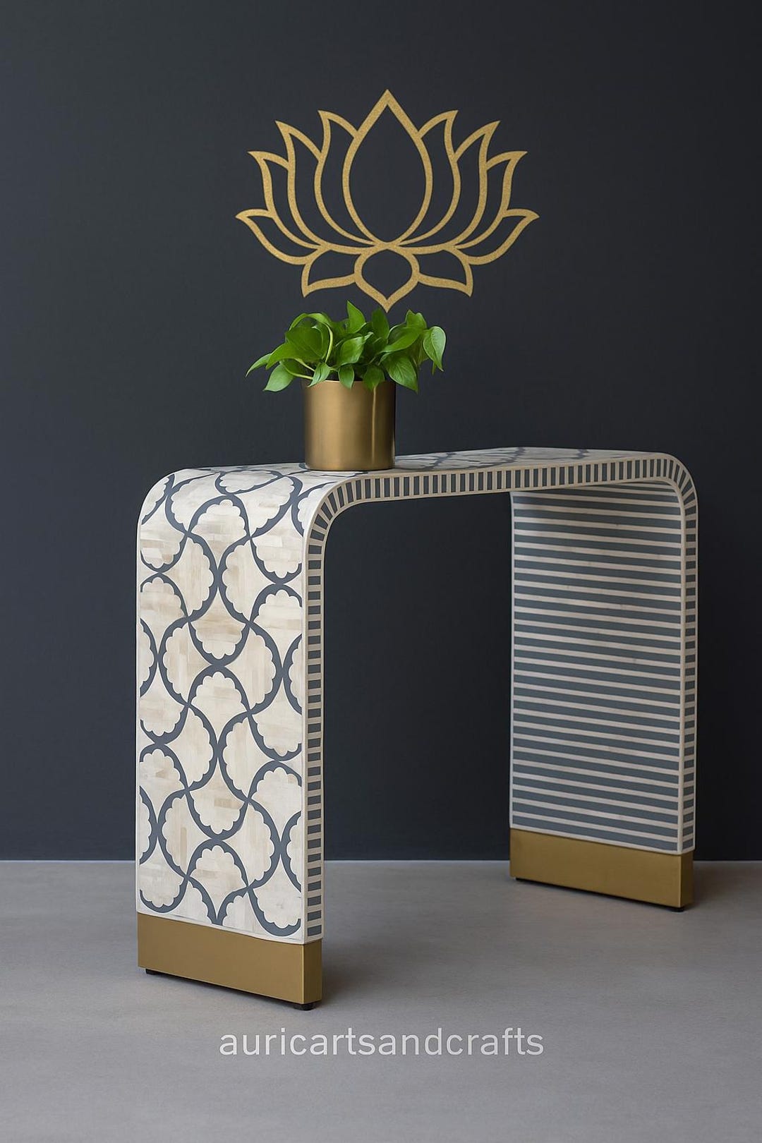 Handmade Bone Inlay Console Table: Fish Scale Waterfall Design - Etsy