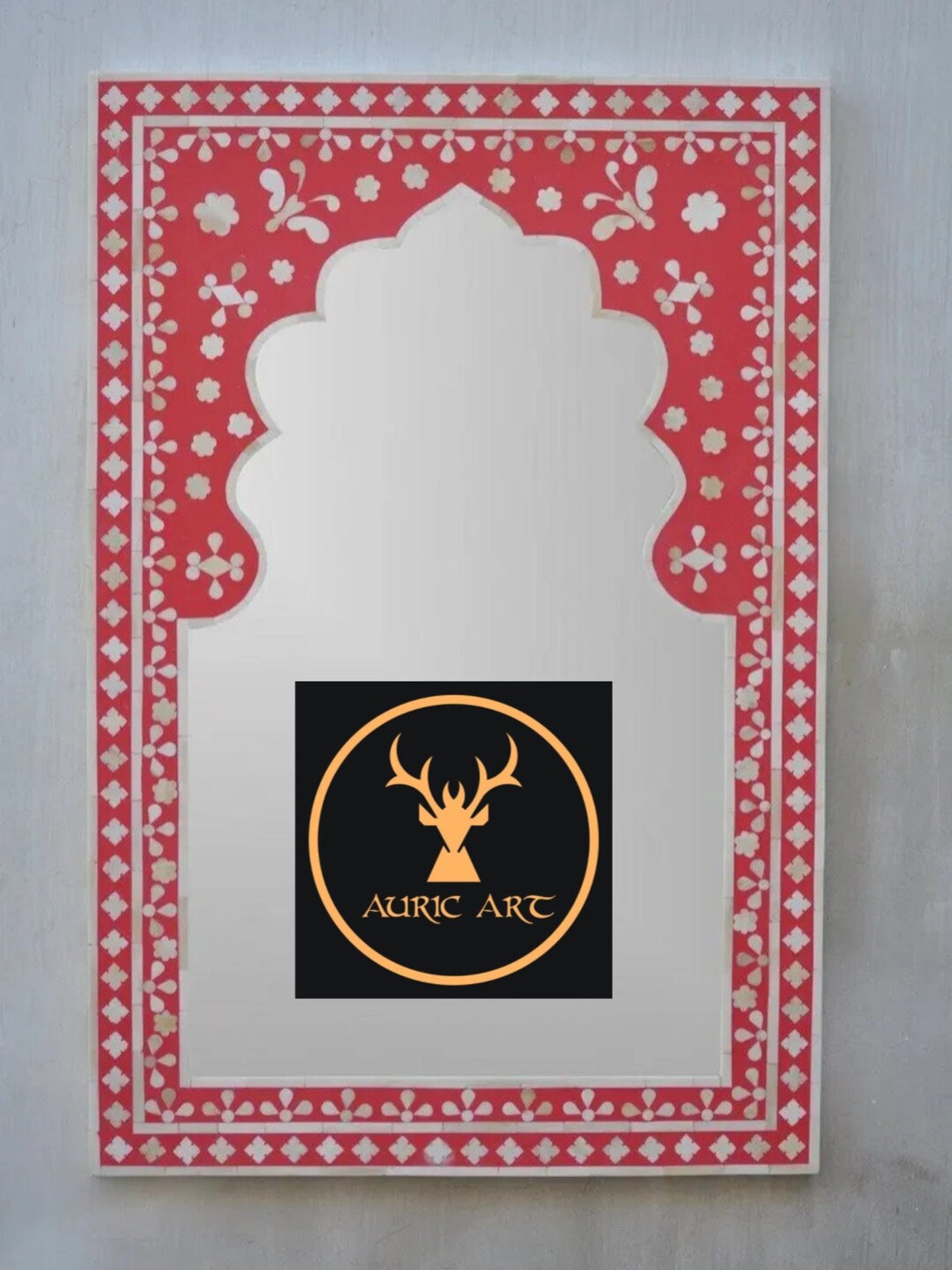 Bone Inlay Red Mehrab Pattern Mirror Frame - Etsy