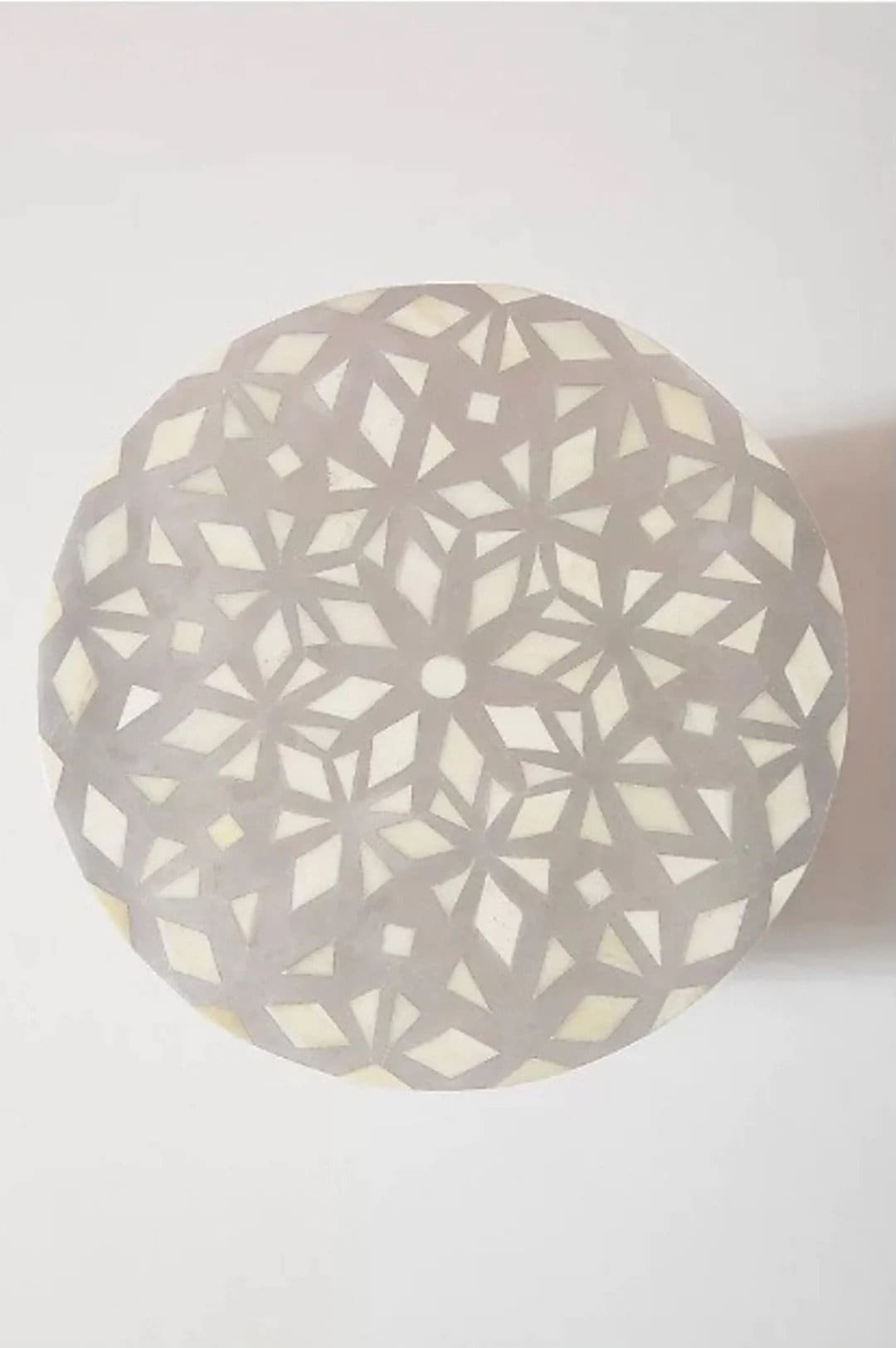 Bone Inlay Black Rangoli Design Round Drum End Table - Etsy