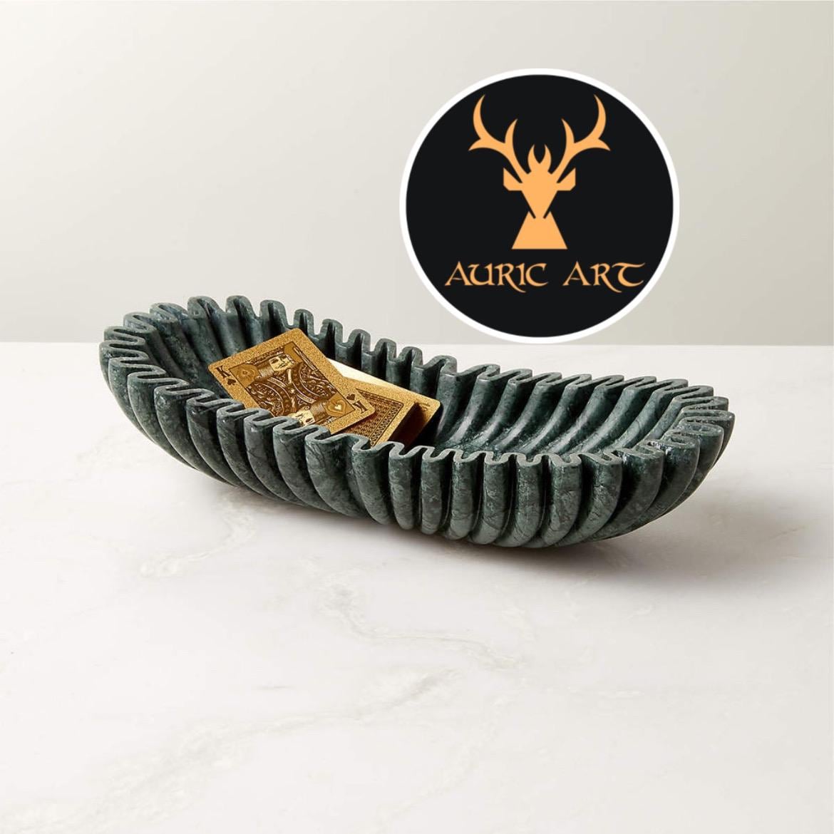 Glamorous Oval Fluted Green Marble Ruffle Bowl - Etsy