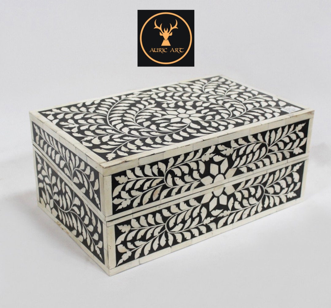 Handmade Bone Inlay Floral Pattern Jewelry Box - Etsy