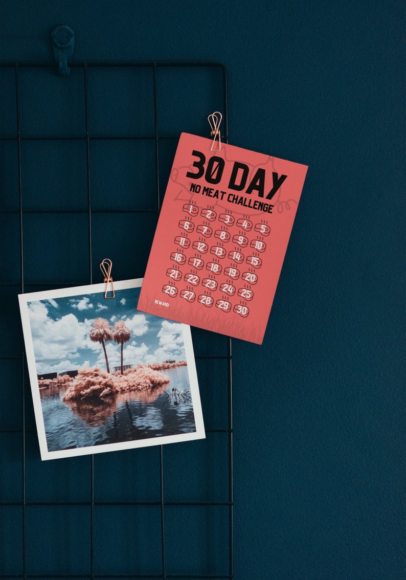 No Meat 30 Day Challenge, Printable Goal Tracker, Vegan Planner ...