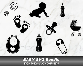 Baby Svg Bundle, Baby Shower Svg, Newborn Svg Bundle, Baby Footprints ...