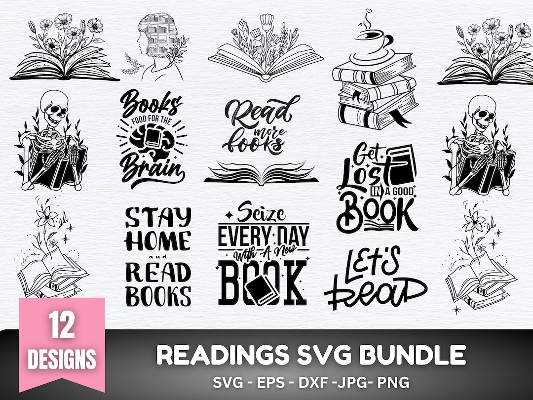 Reading Quotes Svg Bundle, Book Lover Svg, Book Svg, Library Svg, Book ...