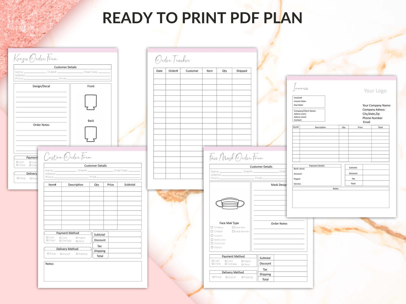 15 Printable Order Forms Bundle, Order Form Template Printable ...