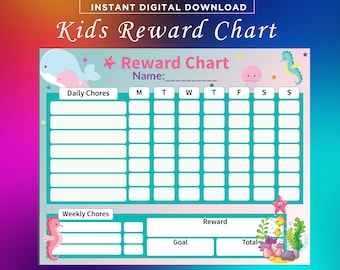 Printable Rainbow Chore Chart for Kids, Daily Chore Chart, Kids Routine ...