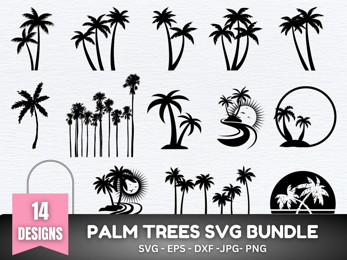 Palm Tree SVG Bundle, Palm Tree PNG, Palm Trees, Palm Tree Stickers ...