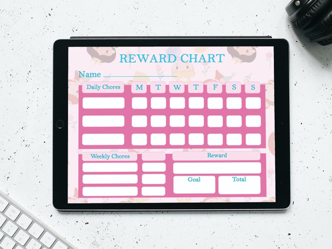 Printable Princess Reward Chart for Kids, Daily Chore Chart, Kids ...