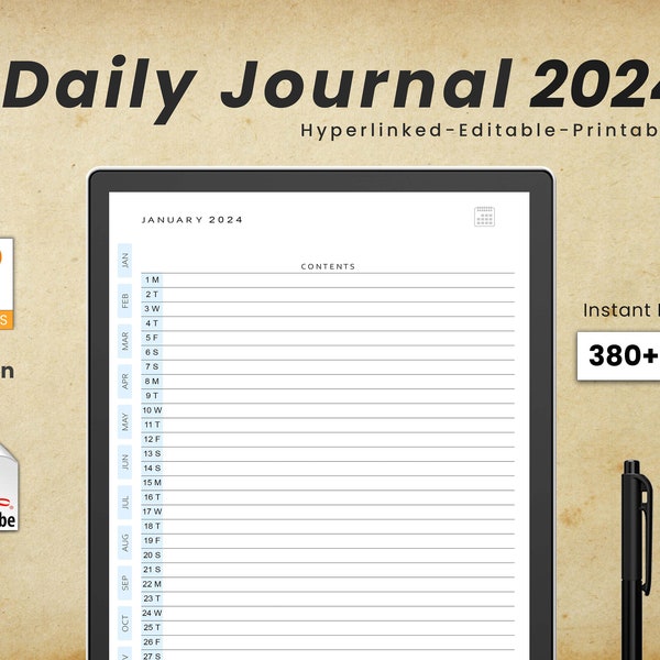 Daily 2024 Template - Etsy