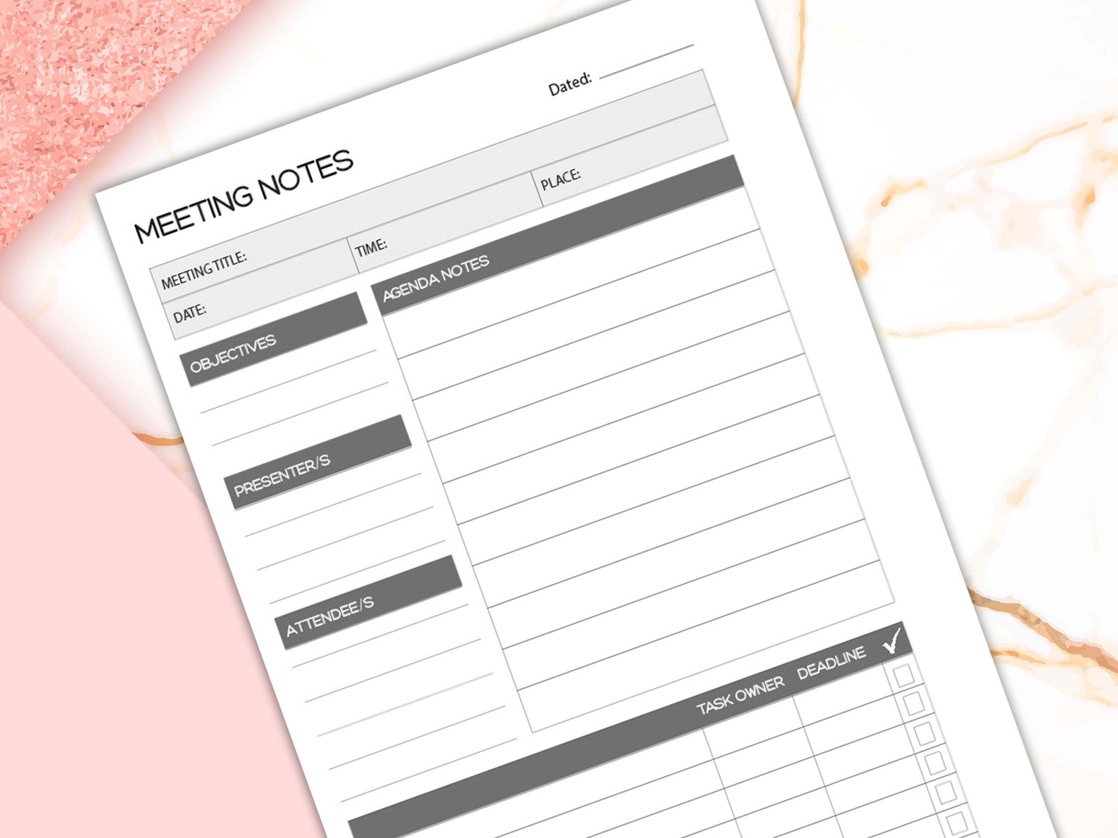Printable Meeting Notes Template, Meeting Notes, Meeting Notes Tracker ...