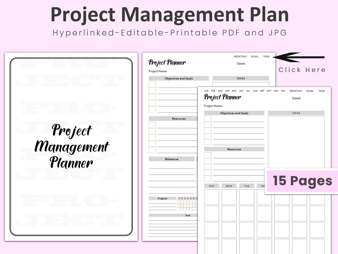 Project Management Template, Project Planner, Work Plan, Business ...