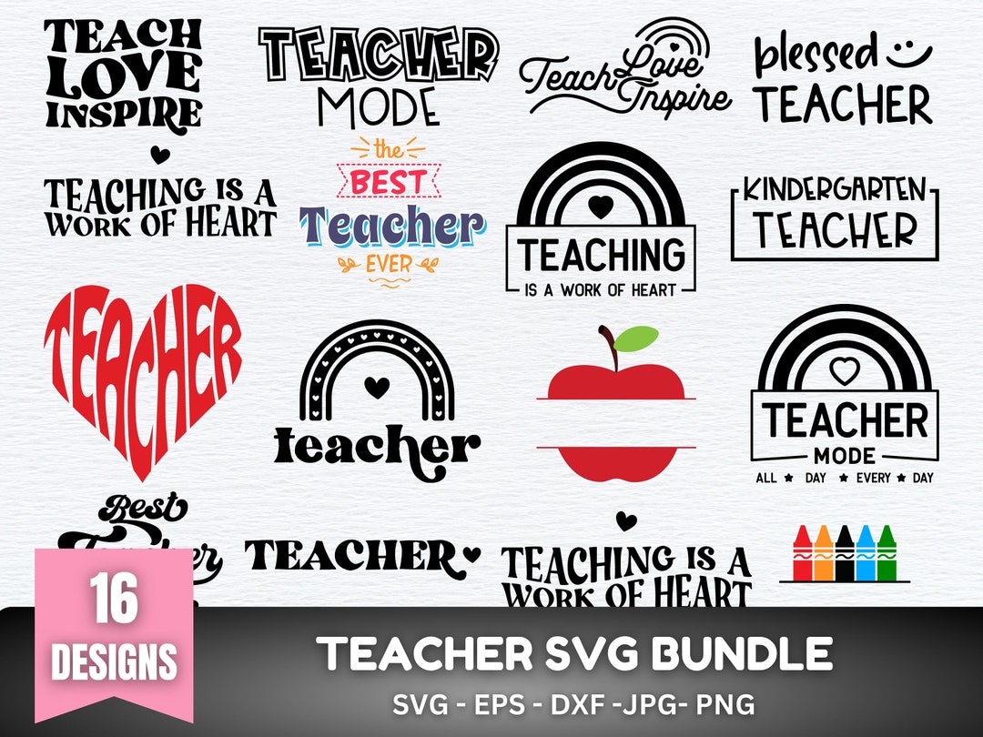 Teacher Svg Bundle, Teacher Appreciation Svg, Teacher Quote Svg ...