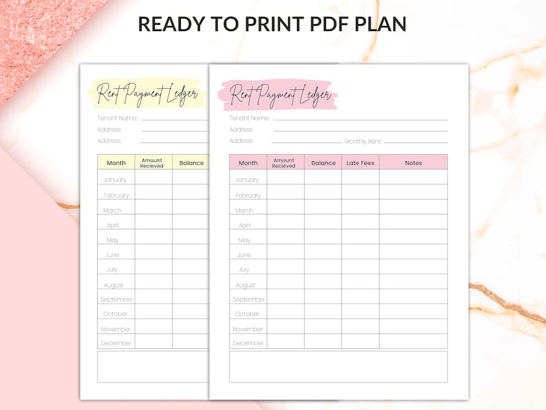 Printable Rent Payment Ledger, Printable Rent Payment Ledger Template ...