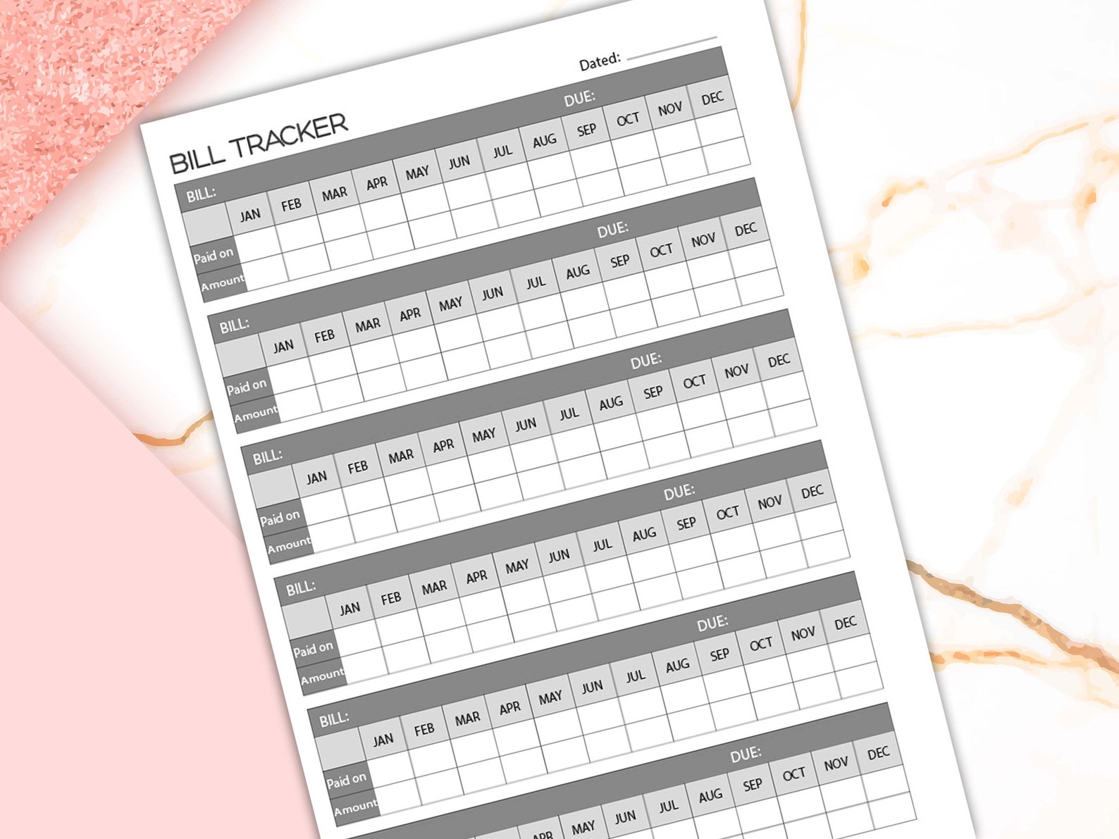 Monthly Bill Tracker, Yearly Bill Tracker Printable, Bill Payment ...