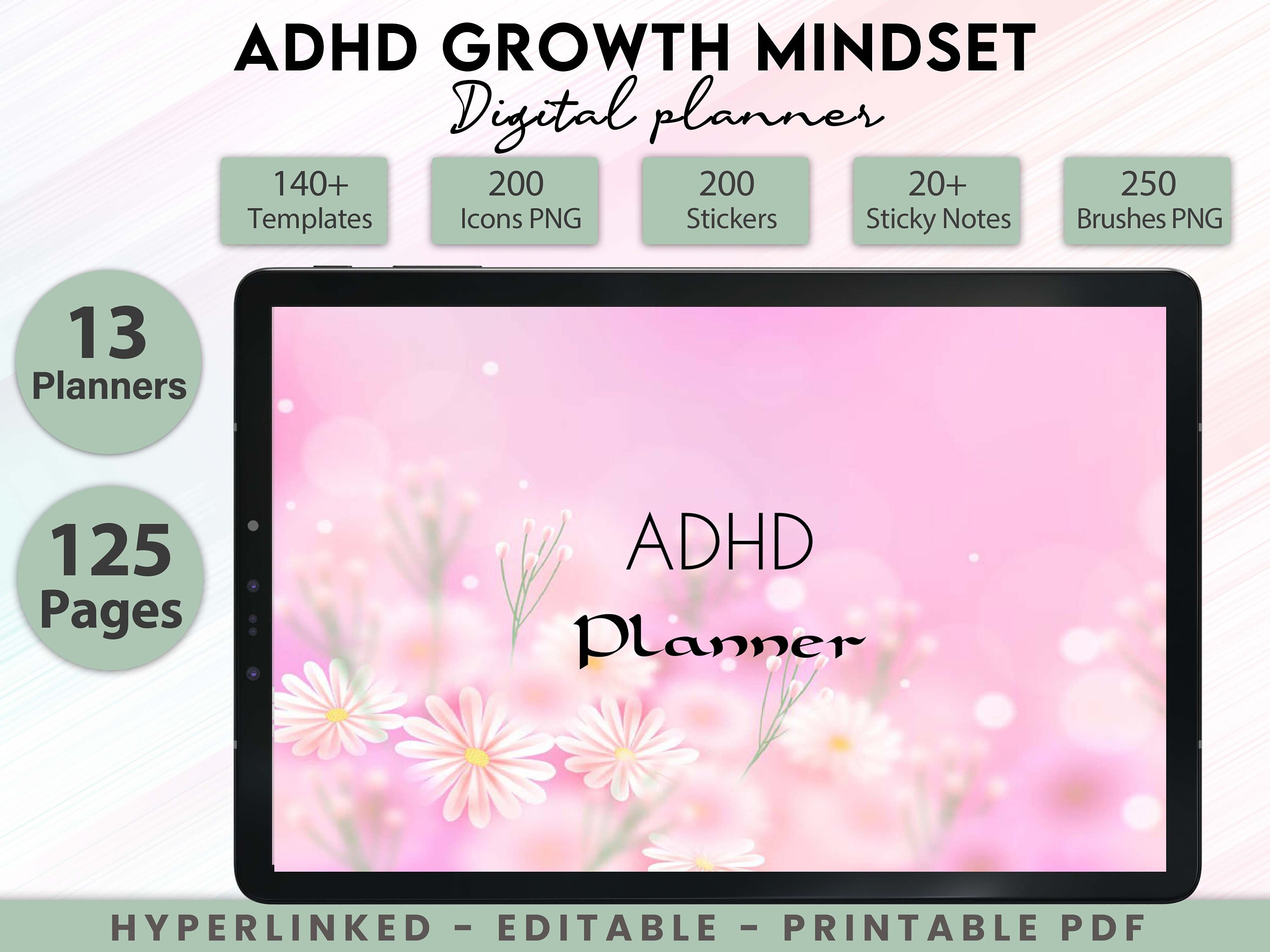 Adhd Digital Planner, ADHD Planner, ADHD Planner Adult, ADHD Journal ...