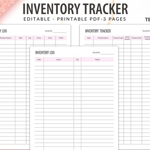 Editable Inventory Log Inventory Tracker Product Inventory - Etsy