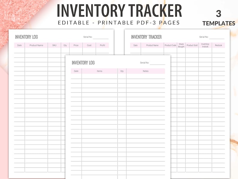 Editable Inventory Log, Inventory Tracker, Product Inventory, Inventory ...