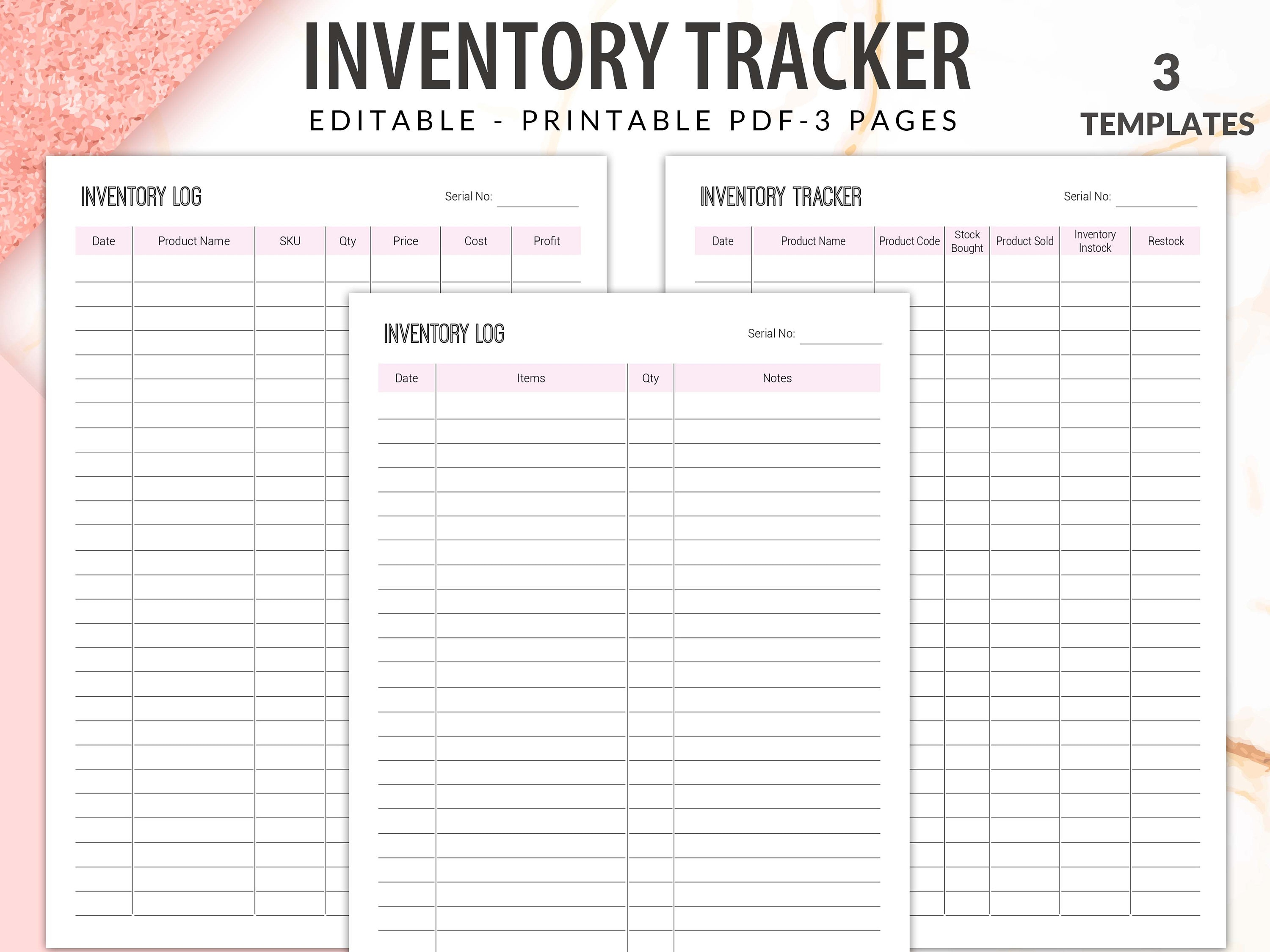 Editable Inventory Log Inventory Tracker Product Inventory - Etsy Australia