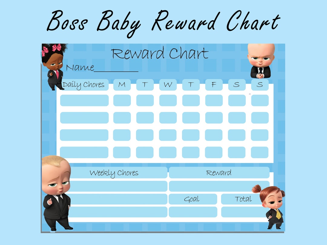 Printable Boss Baby Reward Chart for Kids, Daily Chore Chart, Kids ...