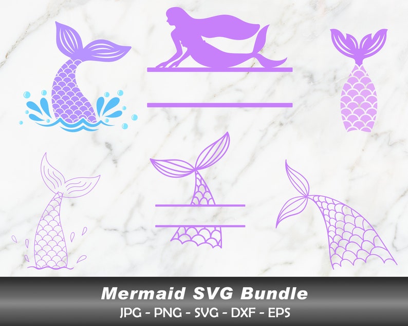 Mermaid Tail SVG PNG, Mermaid Tail Monogram Svg, Mermaid Tail Split Svg ...