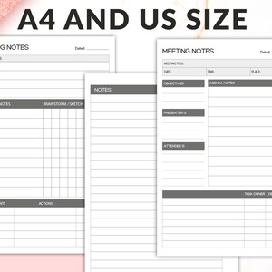 Printable Meeting Notes Template, Meeting Notes, Meeting Notes Tracker ...