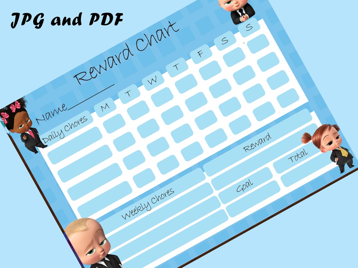 Printable Boss Baby Reward Chart for Kids, Daily Chore Chart, Kids ...