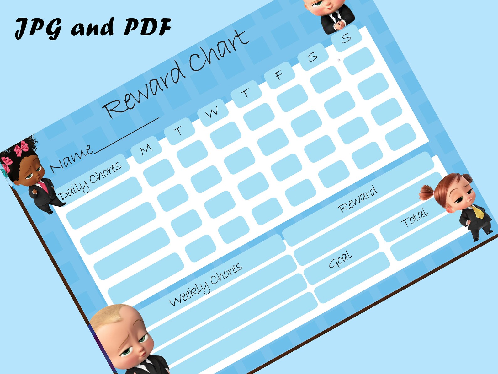 Printable Boss Baby Reward Chart for Kids, Daily Chore Chart, Kids ...