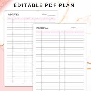 Editable Inventory Log, Inventory Tracker, Product Inventory, Inventory ...