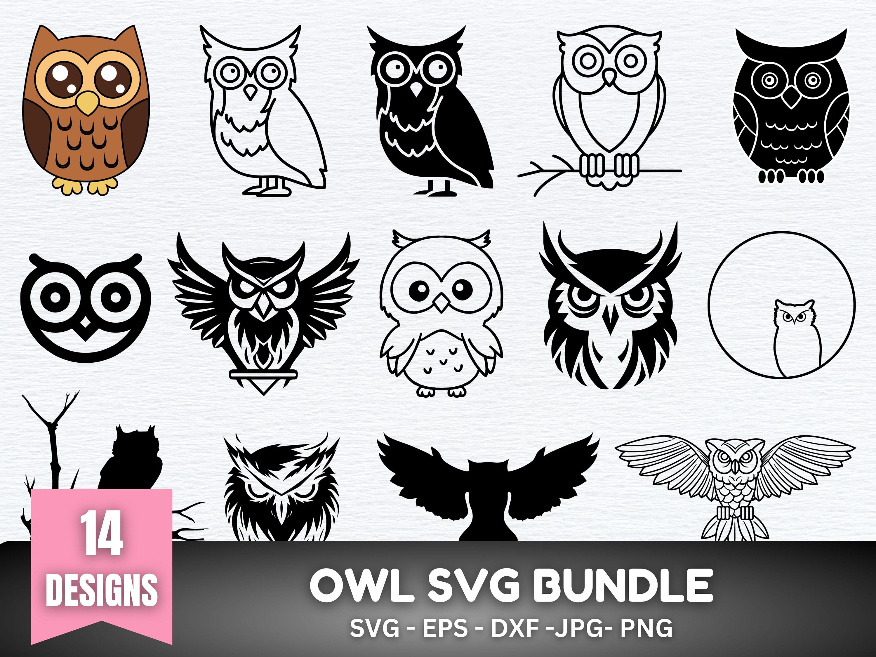 Owl SVG Bundle, Owl SVG, Birds SVG Bundle, Owl Silhouette Svg, Owl ...