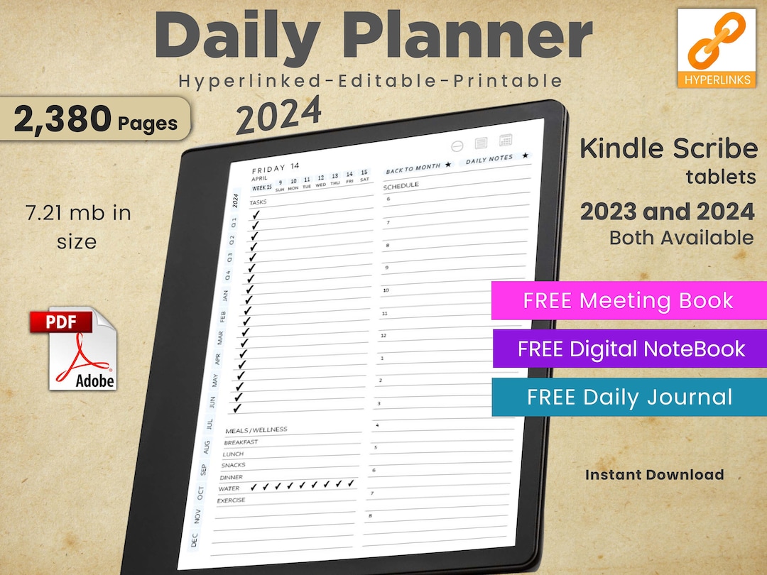 Kindle Scribe Daily Planner Bundle, Kindle Scribe Template, Kindle ...