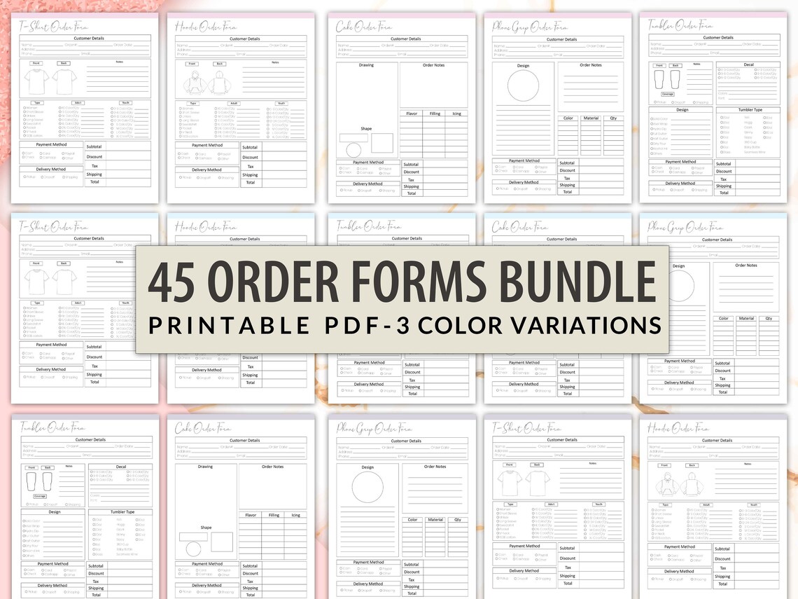 45 Printable Order Forms Bundle, Order Form Template Printable ...